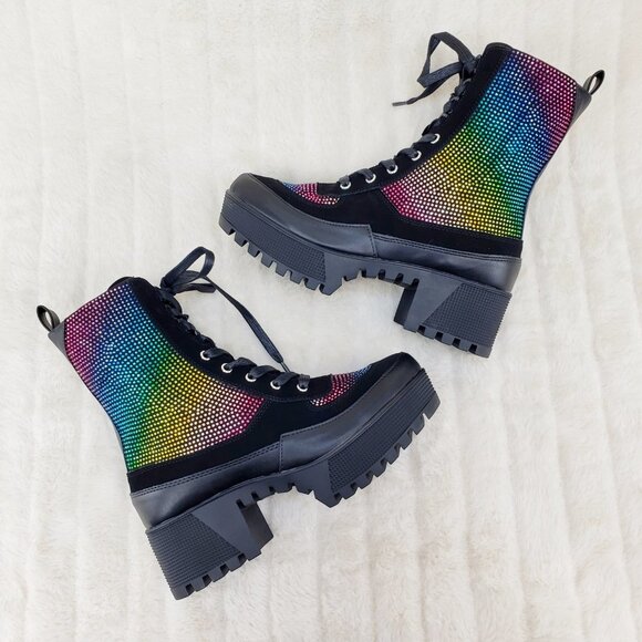 Wild Diva | Shoes | Diva Shine Colorful Rainbow Rhinestone Black ...